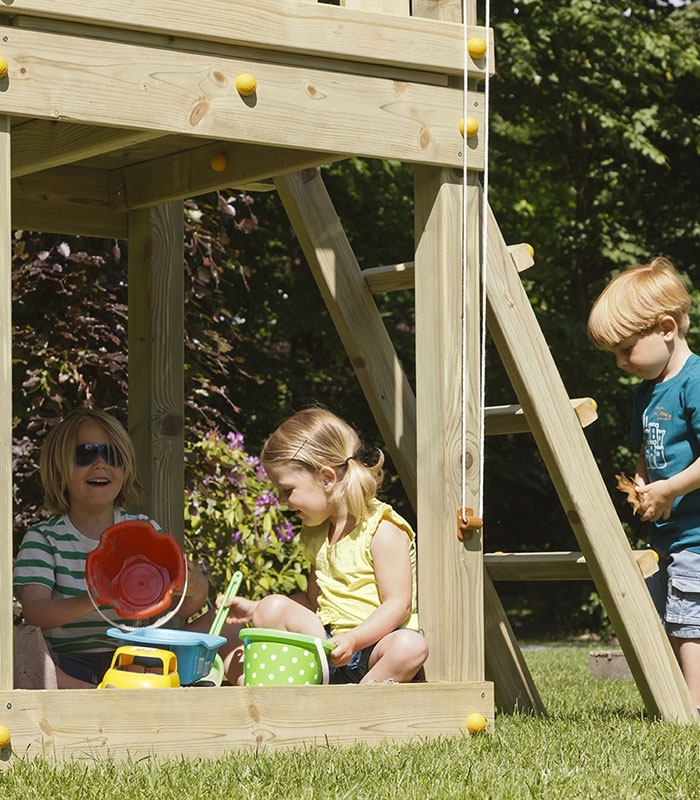 Aire de jeux en bois Kiosk, toboggan 2m30 et module SWING - Blue Rabbit